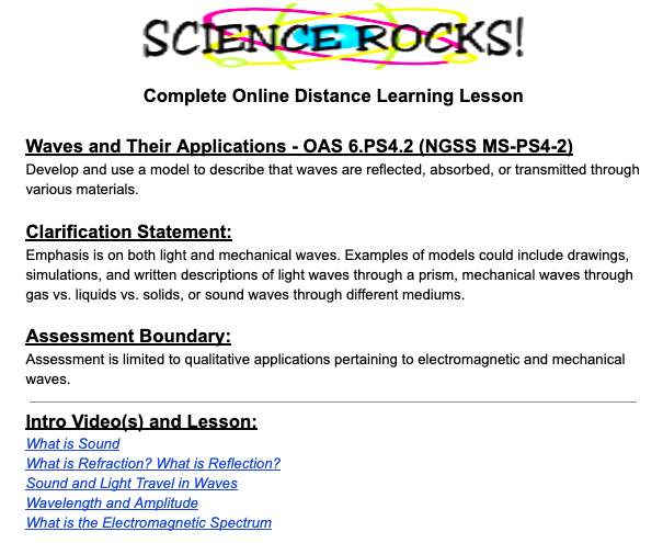 Complete Online Distance Learning Waves and Applications 6.PS4.2, MS ...