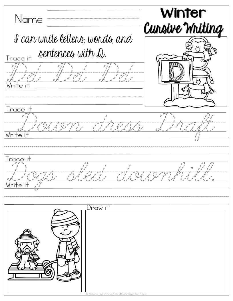 Winter Cursive Writing Printables | Made By Teachers