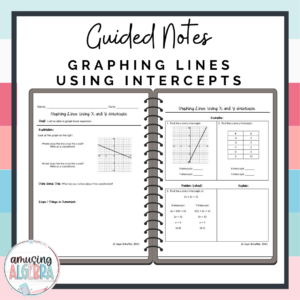 Algebra 1 Graphing Lines Using Intercepts Scaffolded Guided Notes ...