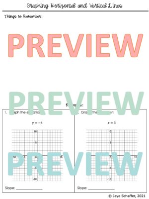 Algebra 1 Graphing Horizontal and Vertical Lines Guided Notes | Made By ...