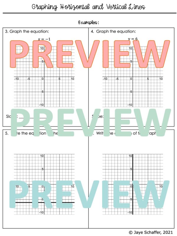Algebra 1 Graphing Horizontal and Vertical Lines Guided Notes | Made By ...