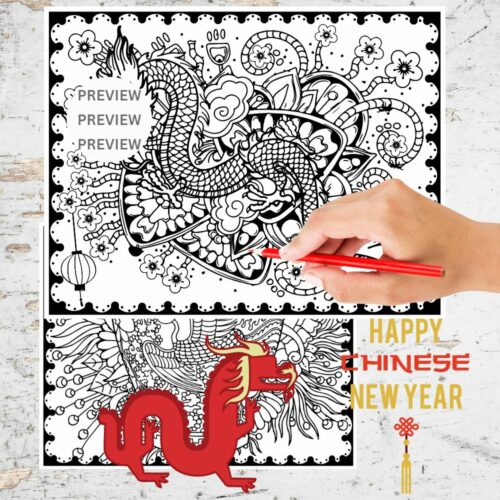 Chinese Lunar New Year Mindfulness Coloring Activity ,Mindfulness ...