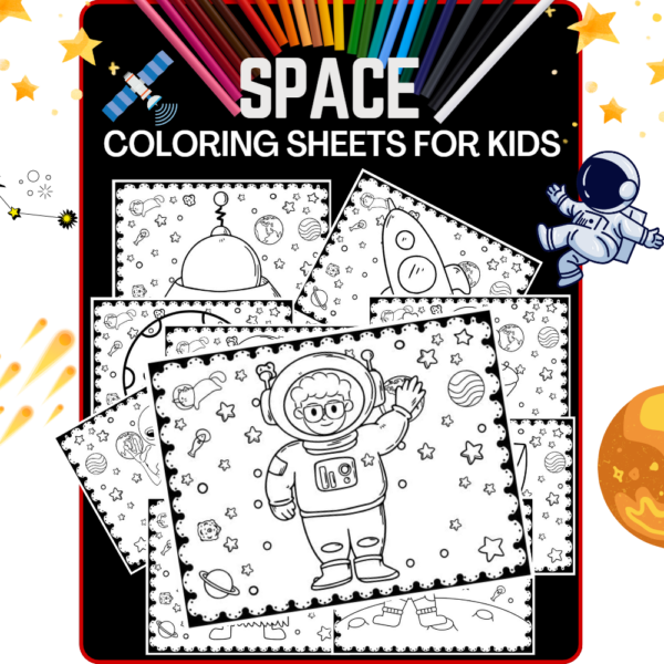 Space Coloring Sheets for Kids | Planets, Rockets, Astronauts | Stress ...