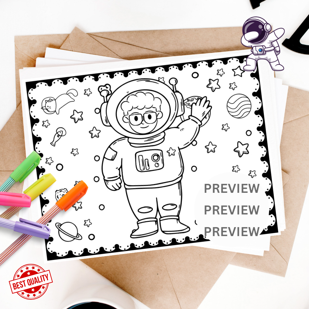 Space Coloring Sheets for Kids | Planets, Rockets, Astronauts | Stress ...