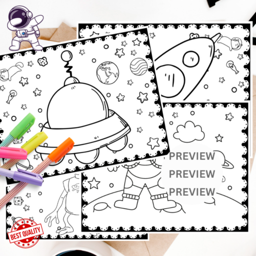 Space Coloring Sheets for Kids | Planets, Rockets, Astronauts | Stress ...