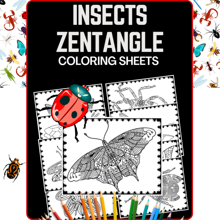 Zentangle Insect & Bugs Coloring Sheets ,Mindfulness Stress Relief ...