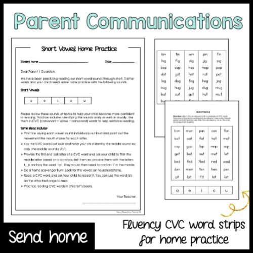 Short Vowel Assessment | Parent Communication Letter | Home Practice ...