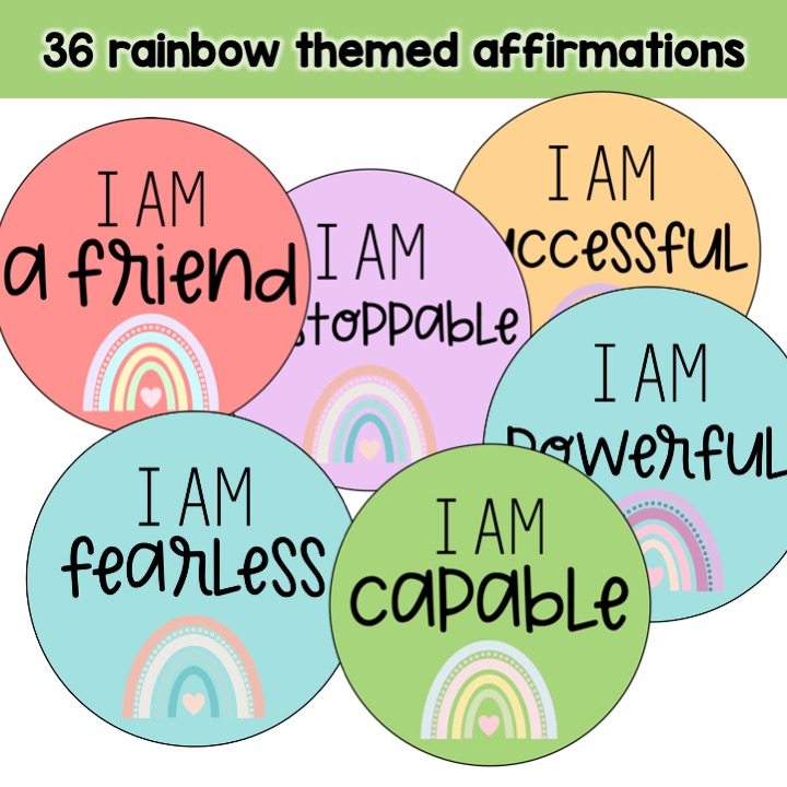 Positive Affirmation Mirror | Rainbows, Bright and Colourful Positivity ...