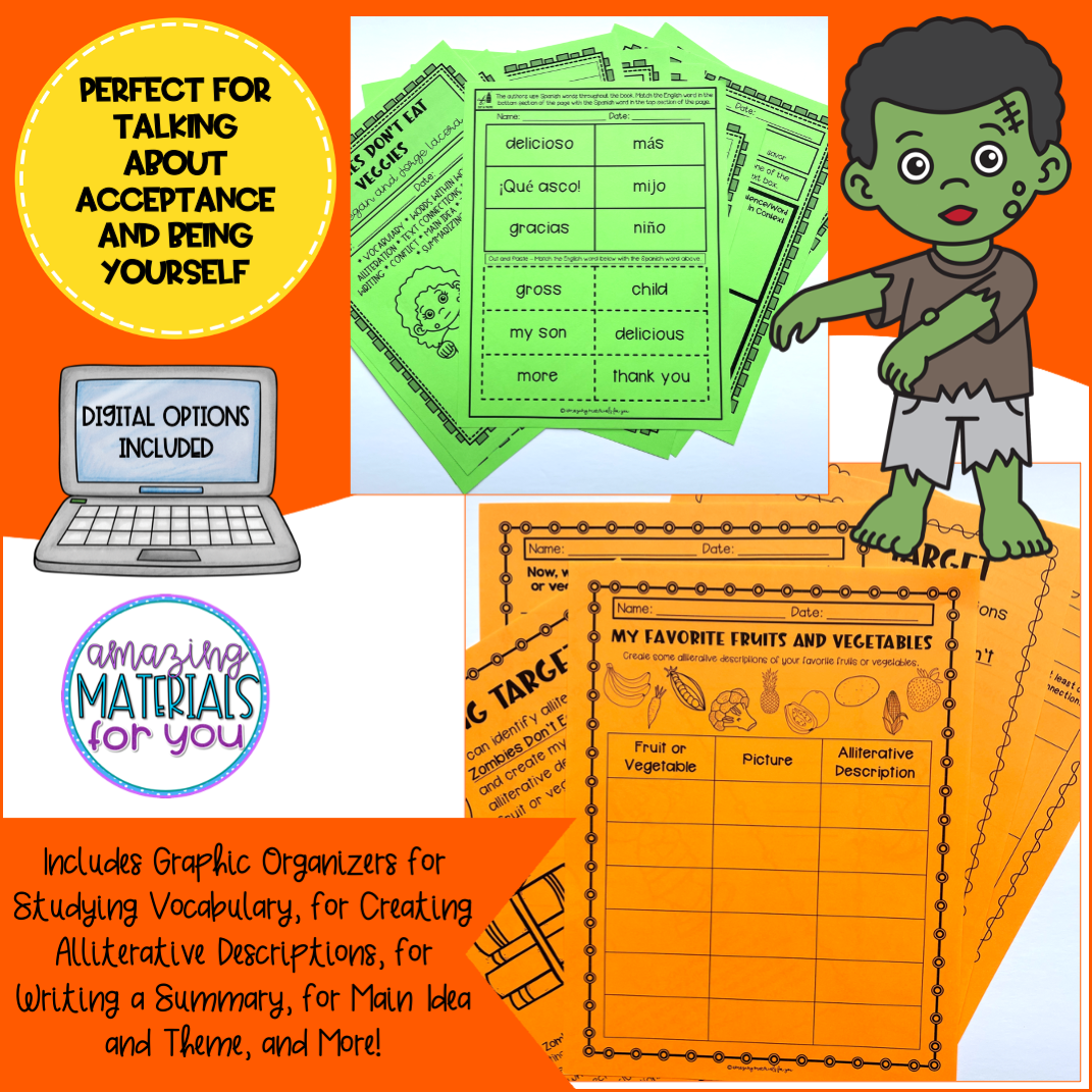 Zombies Don't Eat Veggies Book Companion | Made By Teachers