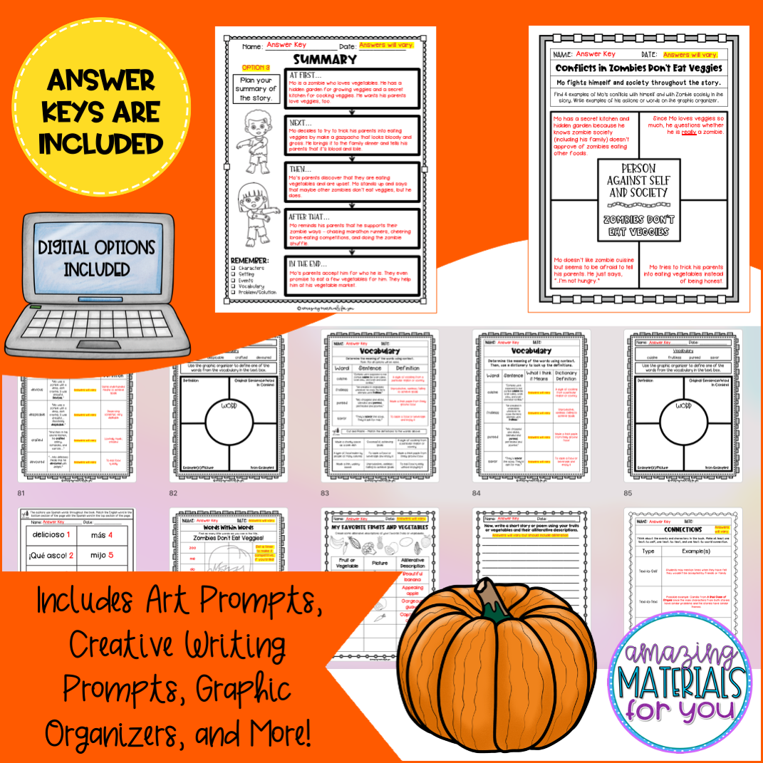 Zombies Don't Eat Veggies Book Companion | Made By Teachers