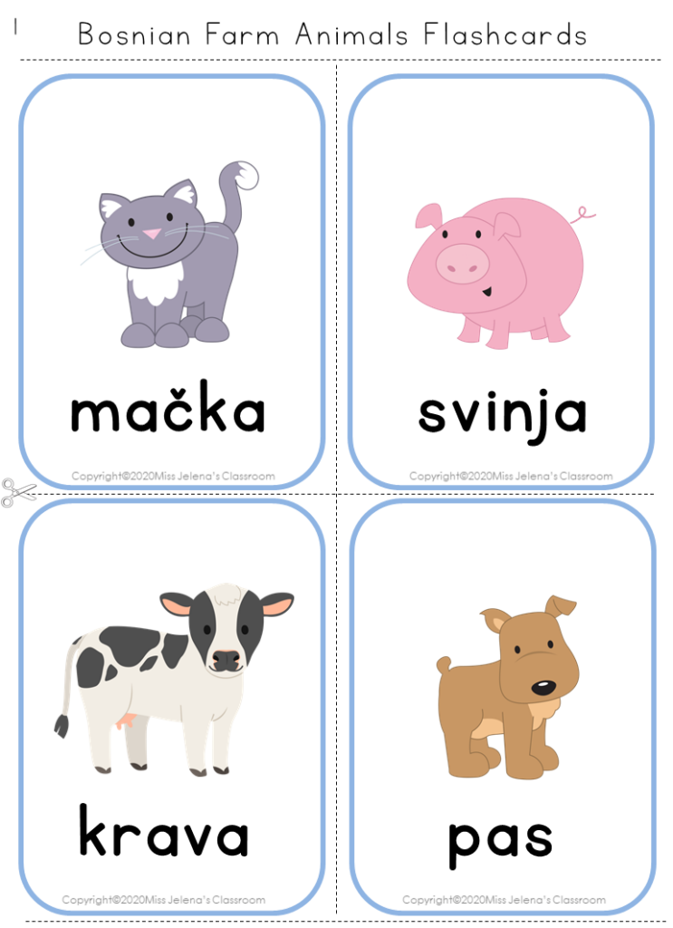 Bosnian Farm Animals Worksheets Latin Alphabet | Made By Teachers