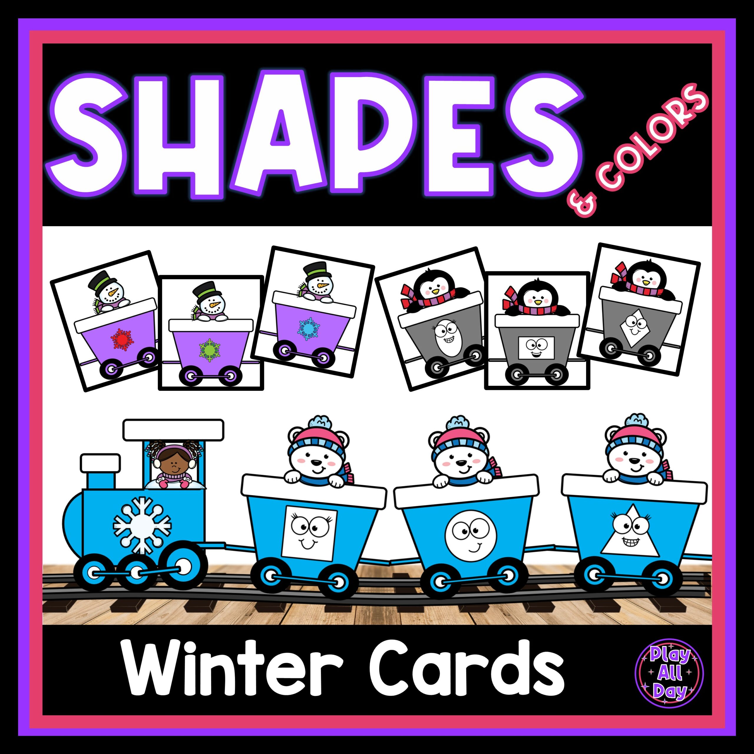 Winter 2D Shapes and Colors Train | 2D Shapes and Colour Cards | Made ...
