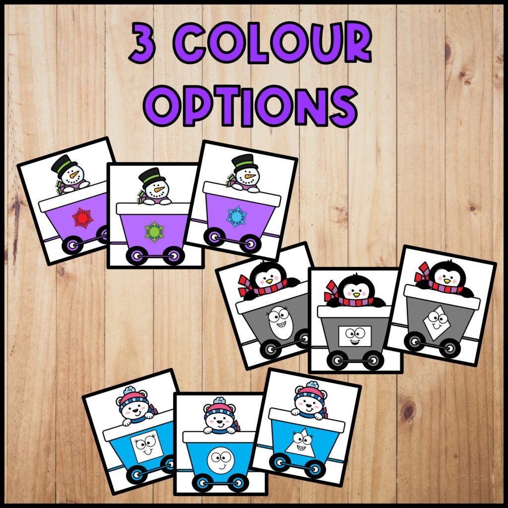 Winter 2D Shapes and Colors Train | 2D Shapes and Colour Cards | Made ...