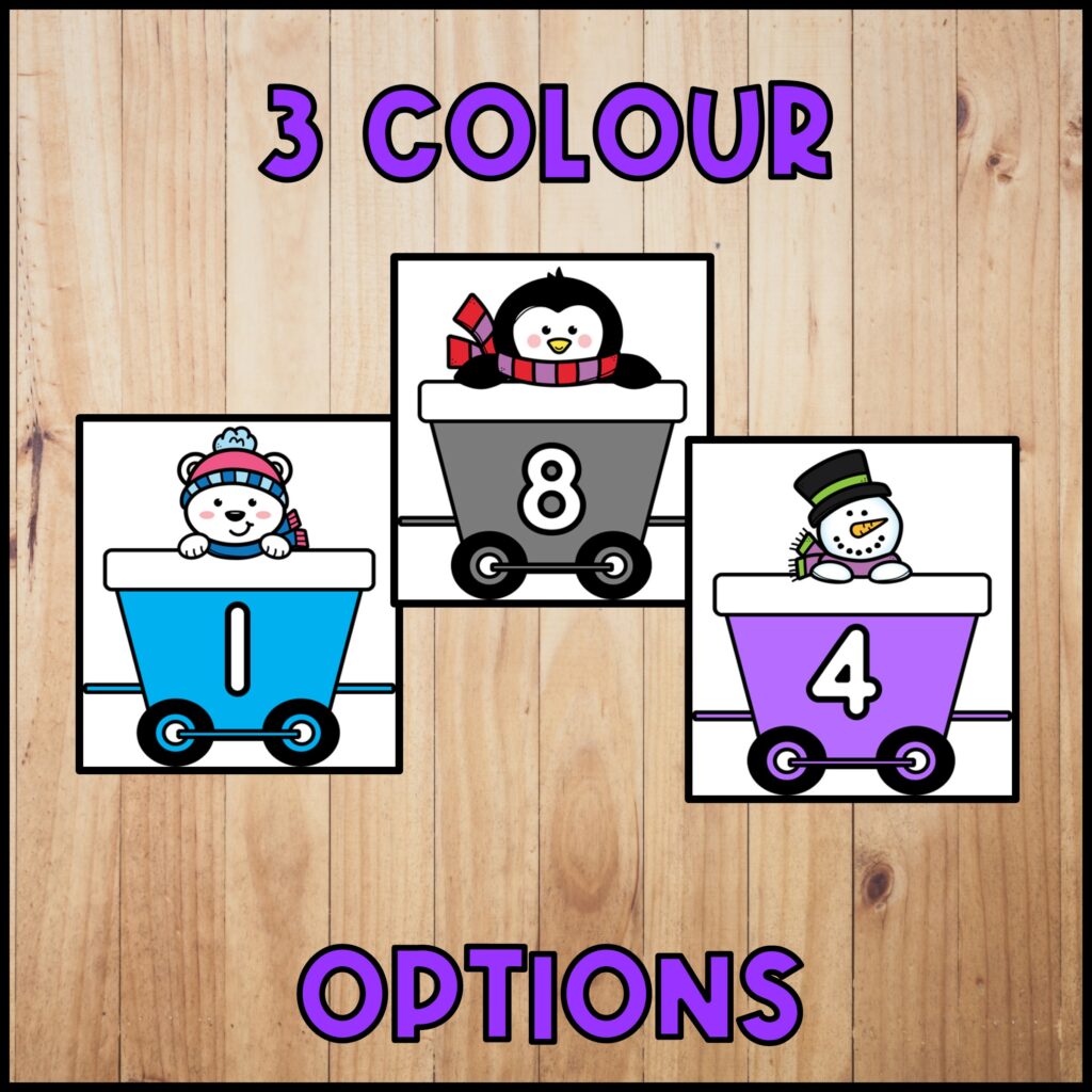 Winter Train Cards BUNDLE – Alphabet, Numbers, Shapes, Colors | Made By ...