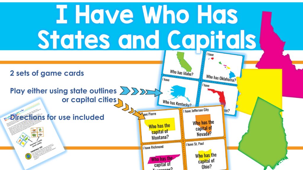 I Have Who Has States and Capitals Game | Made By Teachers