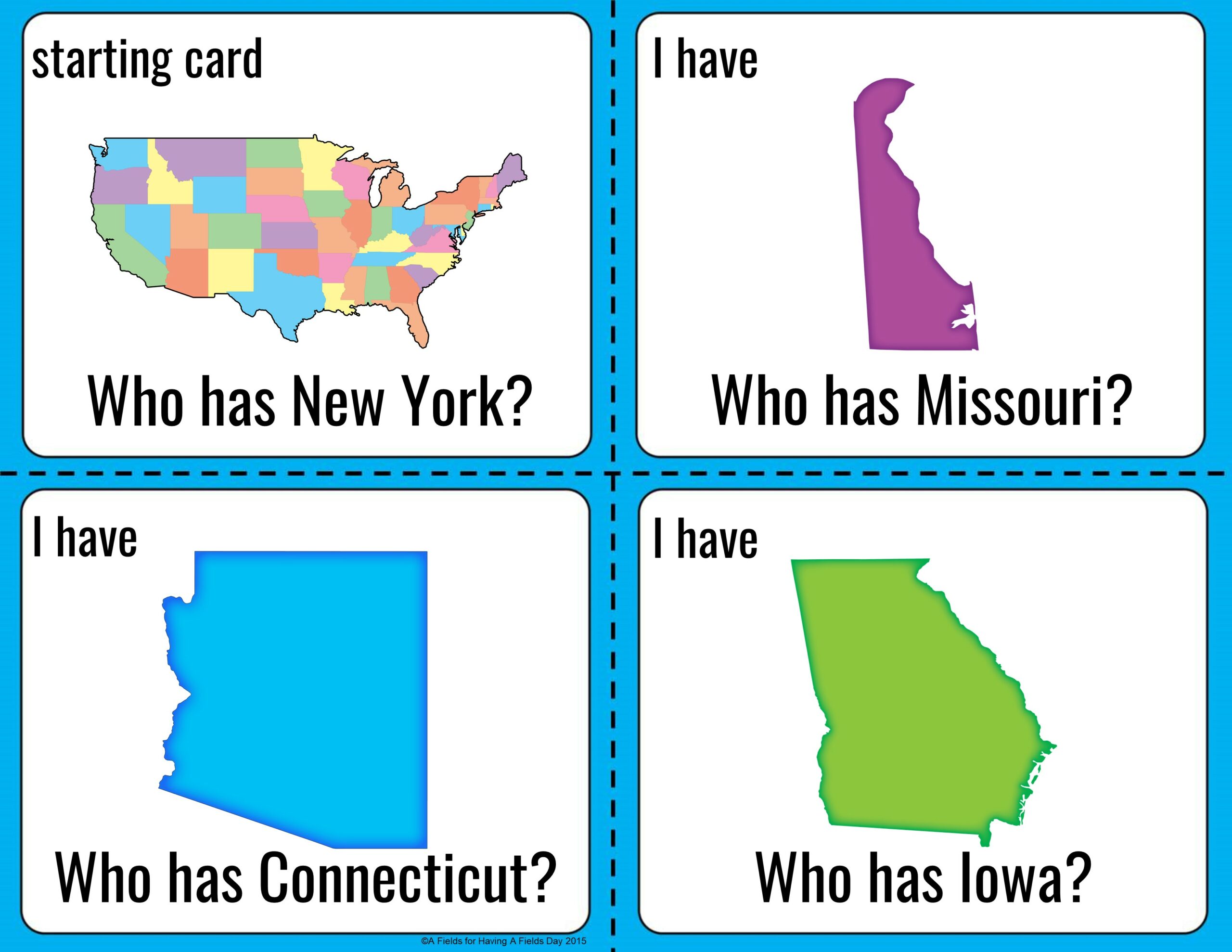 I Have Who Has States and Capitals Game | Made By Teachers