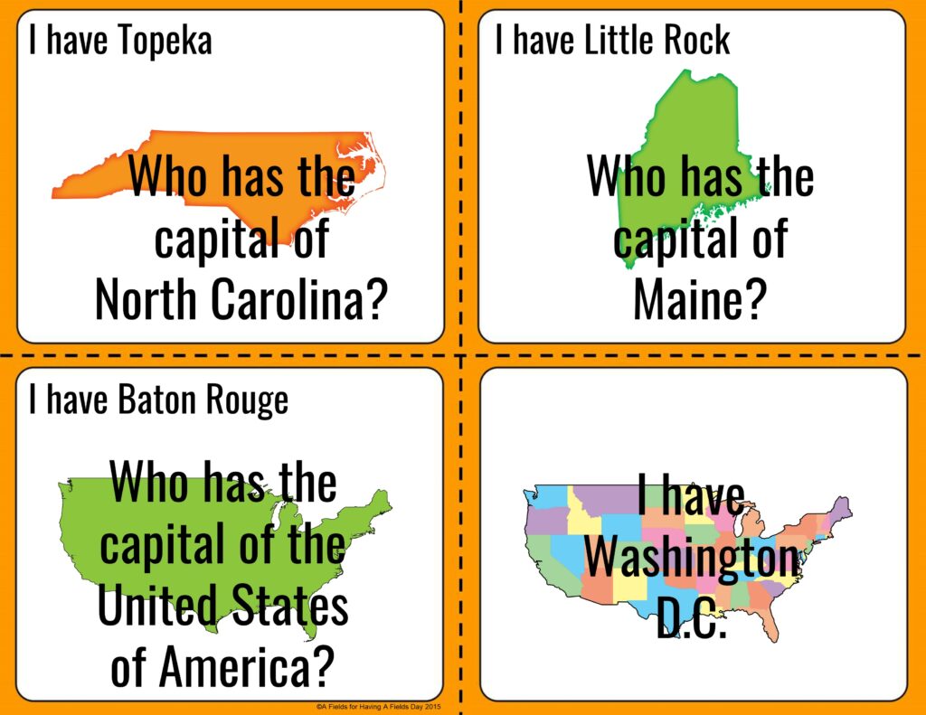 I Have Who Has States and Capitals Game | Made By Teachers