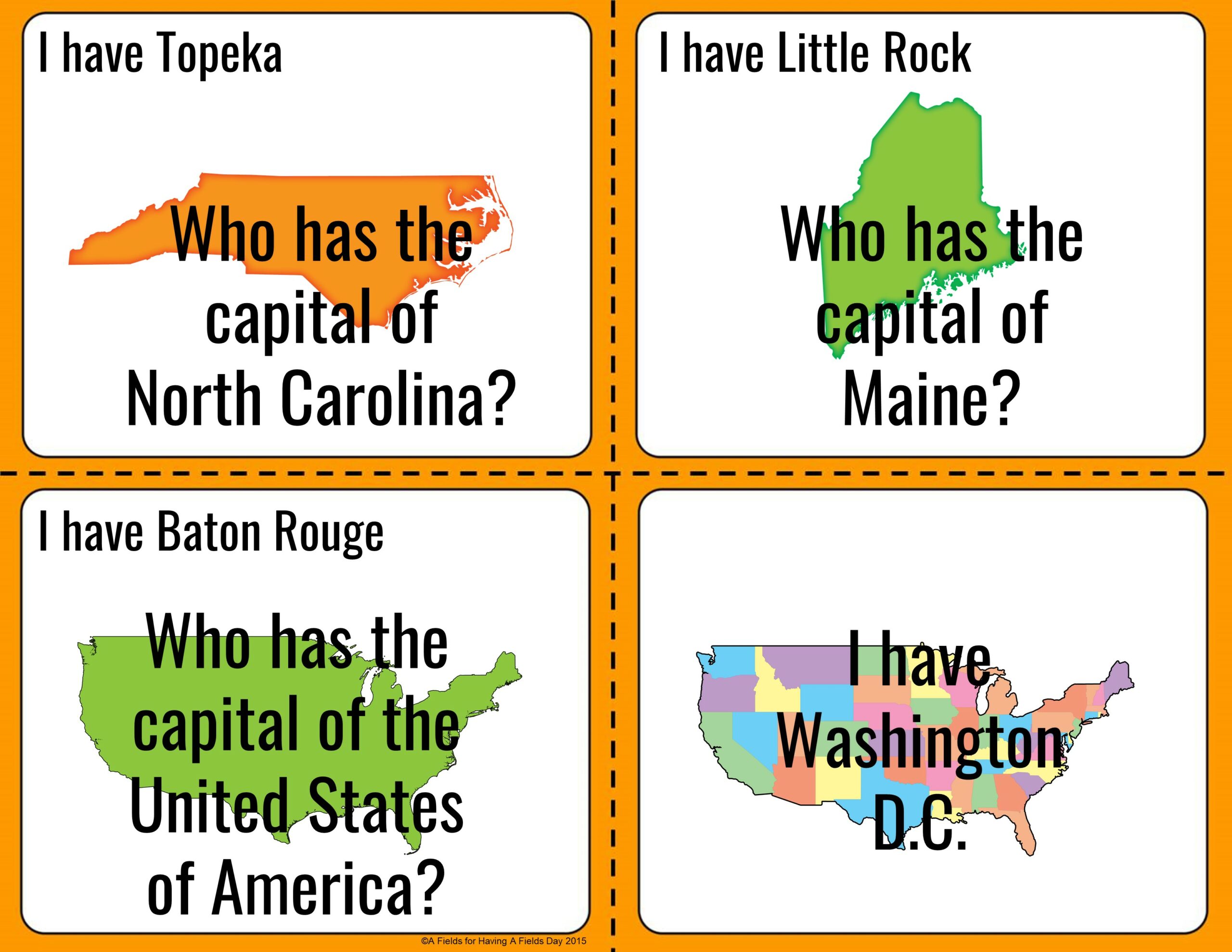 I Have Who Has States and Capitals Game | Made By Teachers