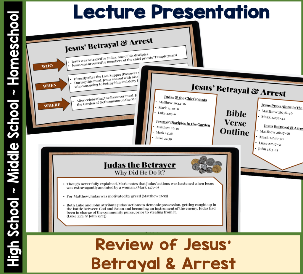 Review of Jesus Betrayal and Arrest Bible Overview Presentation with ...
