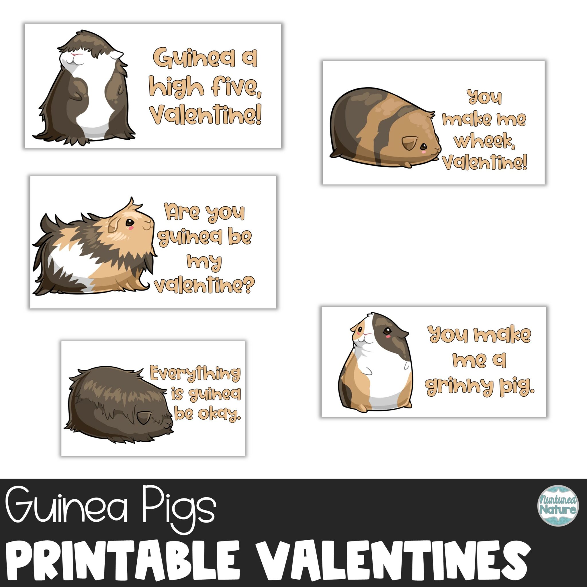 Guinea Pig Valentines - Printable Cards for Students | Made By Teachers