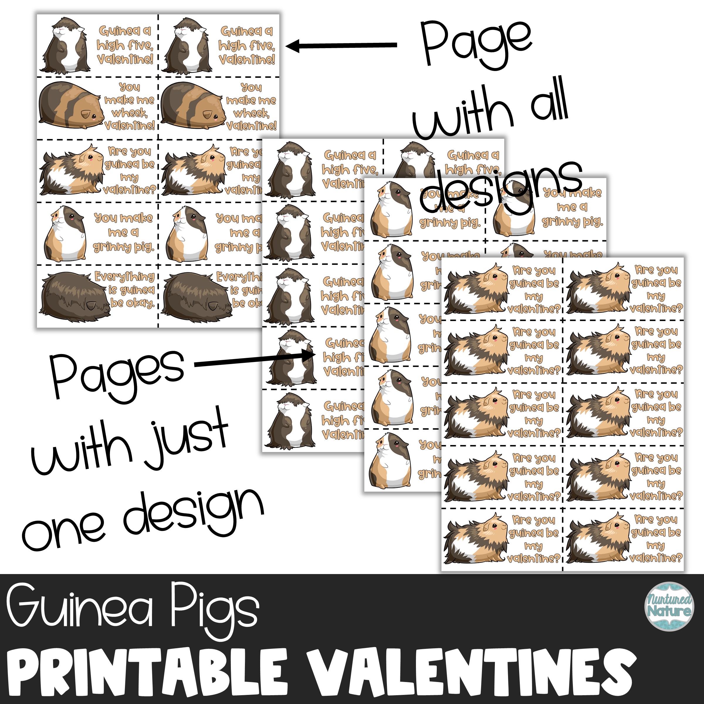 Guinea Pig Valentines - Printable Cards for Students | Made By Teachers