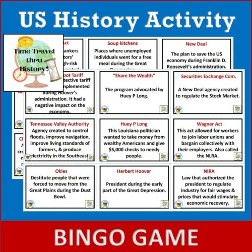 The Great Depression and New Deal BINGO Review Game | Made By Teachers