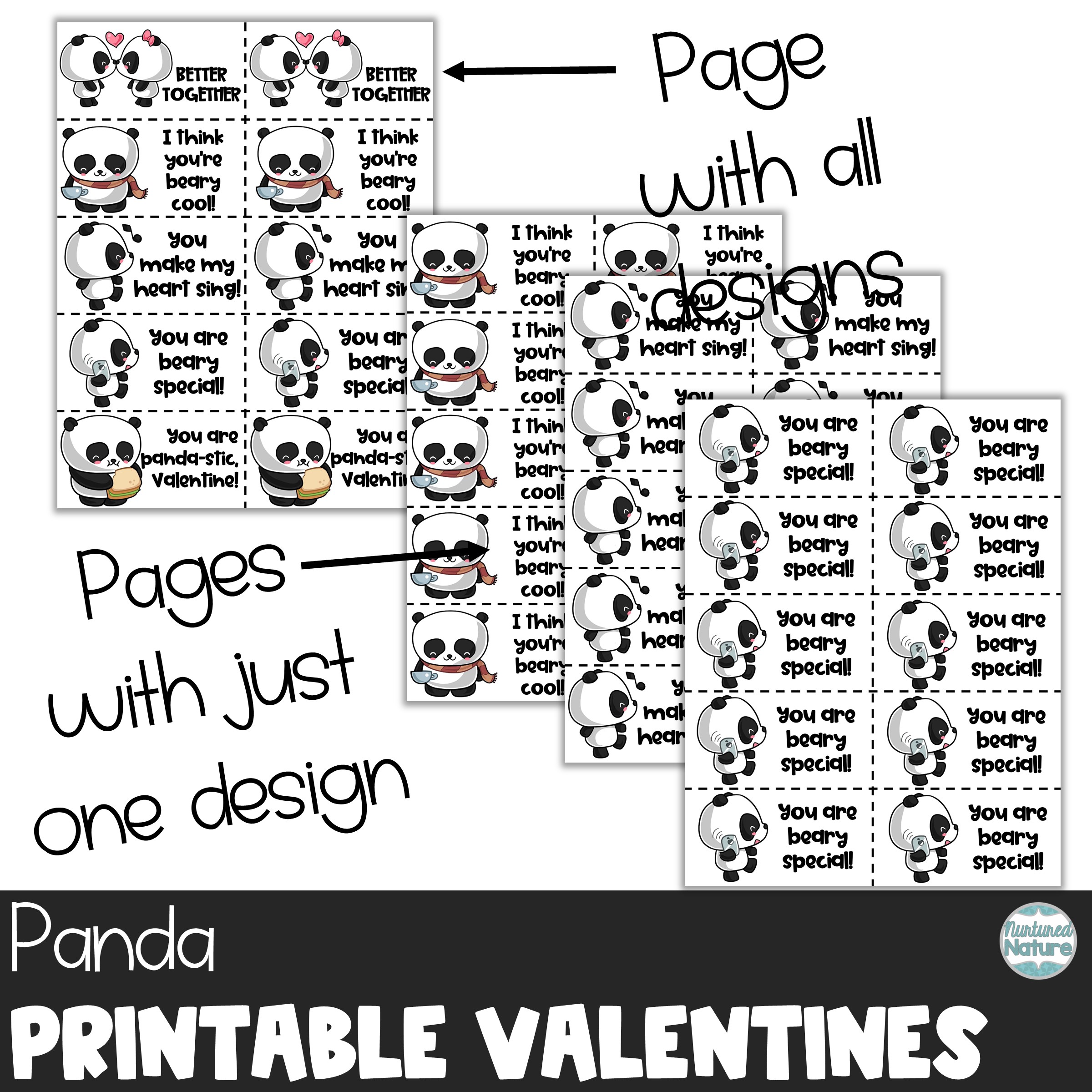 Panda Valentines Printable Cards for Students | Made By Teachers