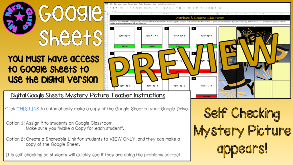 New Year’s Distribute & Combine Like Terms Math Cut and Paste Activity ...