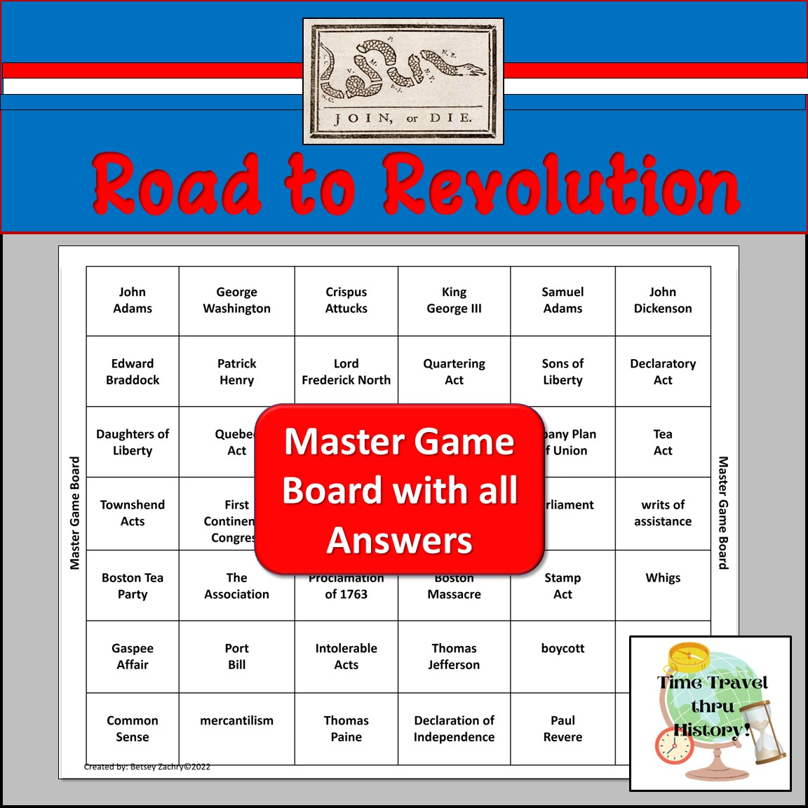 Road to Revolution BINGO Review Game - Made By Teachers