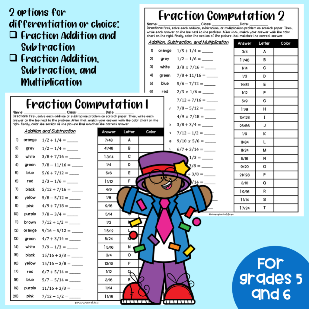 New Years Eve Fraction Computation Color By Code | Made By Teachers