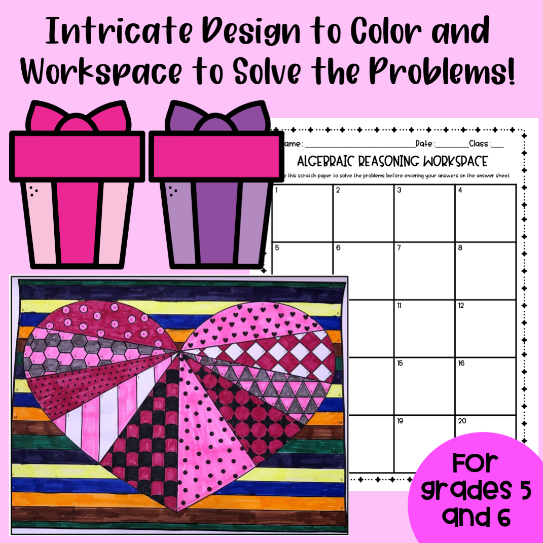 Valentines Algebraic Reasoning Color By Code | Made By Teachers
