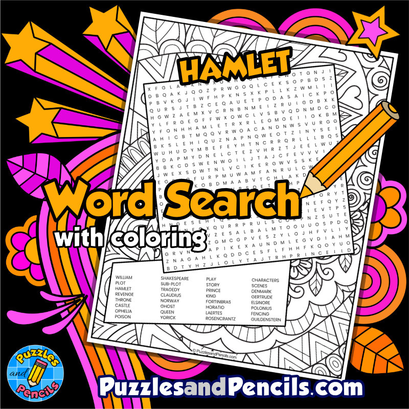 Hamlet Word Search Puzzle Activity Page | William Shakespeare ...