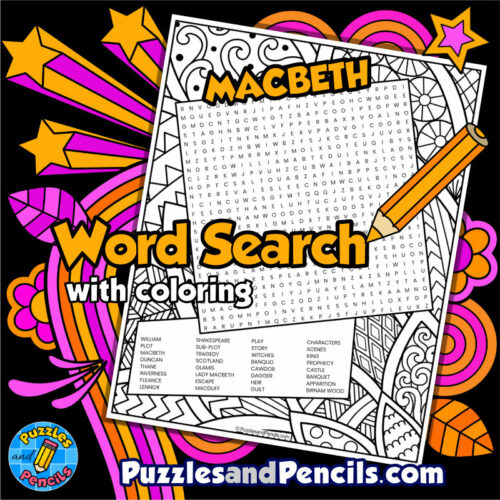Macbeth Word Search Puzzle Activity Page | William Shakespeare ...
