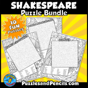 William Shakespeare Word Search Puzzle Activity Page BUNDLE | 10 ...