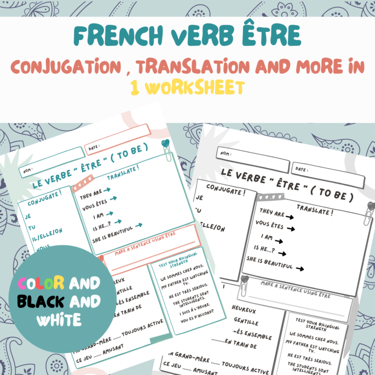 French Verb Être Worksheet. Le Verbe Être au présent de l'indicatif ...