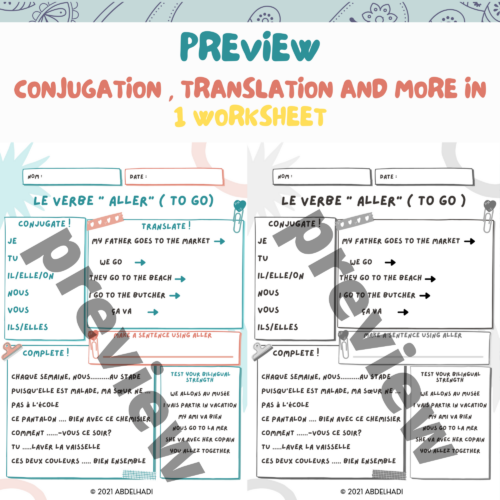 French Verb ALLER Worksheet. Le Verbe ALLER au présent de l'indicatif ...