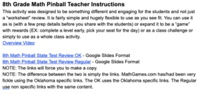 8th Math State Test Review (Oklahoma) - Pinball Challenge/Game | Made ...
