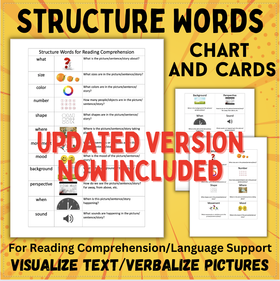 Structure Words Chart and Cards | Made By Teachers