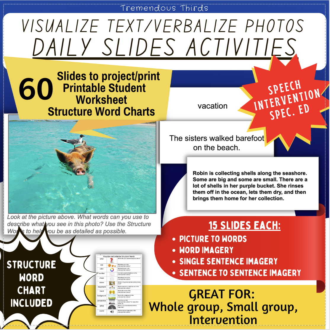 4-Step Daily Activities: Verbalize Pictures & Visualize Text Strategies ...