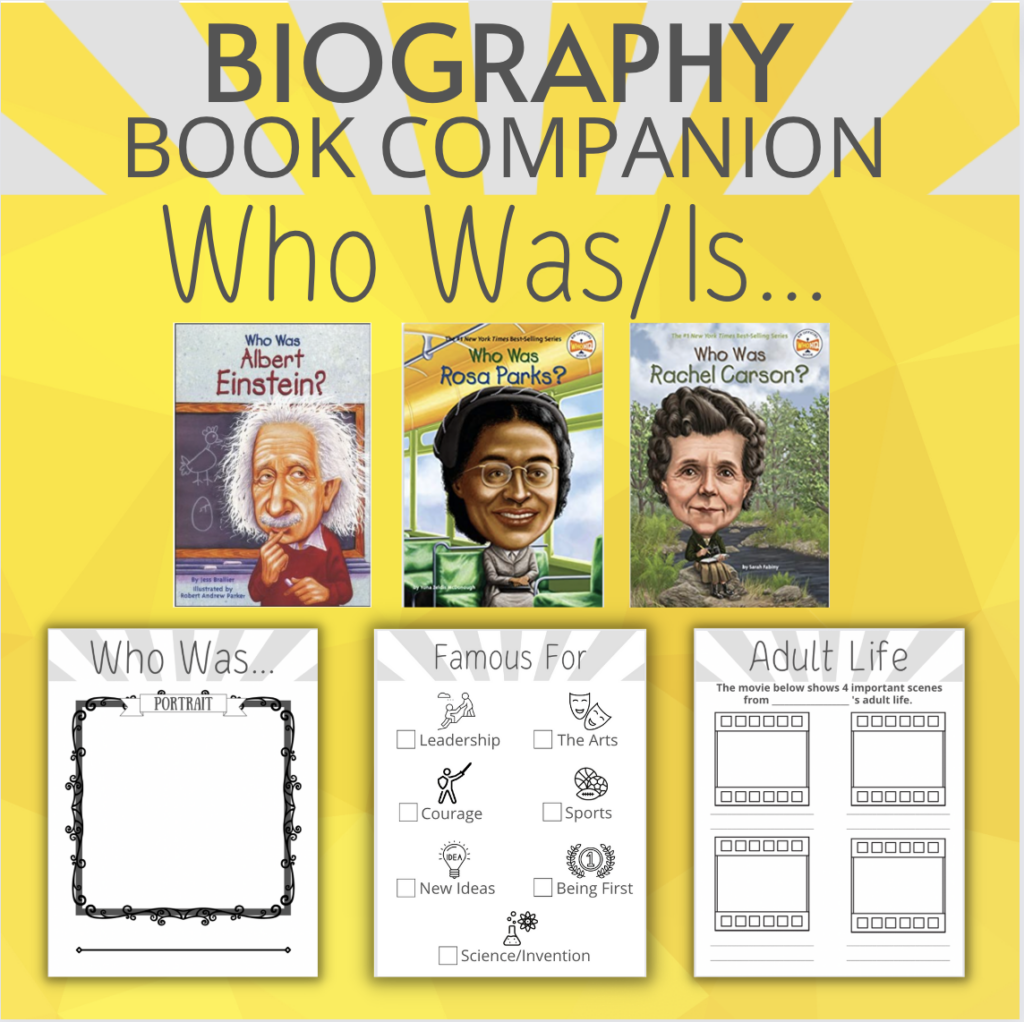 WHO WAS... Biography Book Companion Printable Activities USE WITH ANY ...
