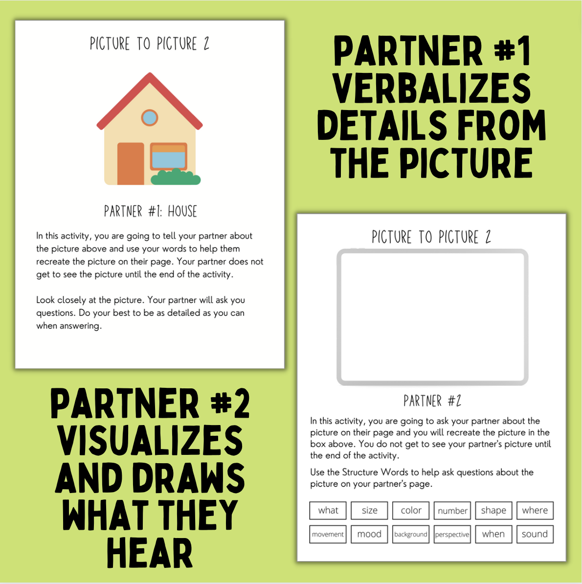 20 Verbalize Strategy "Picture to Picture" Activities for Reading ...