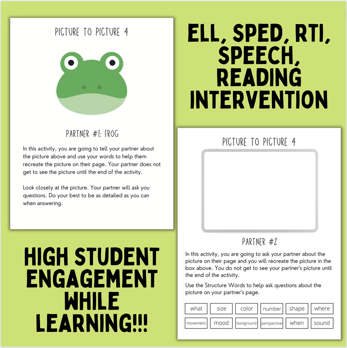 20 Verbalize Strategy "Picture to Picture" Activities for Reading ...
