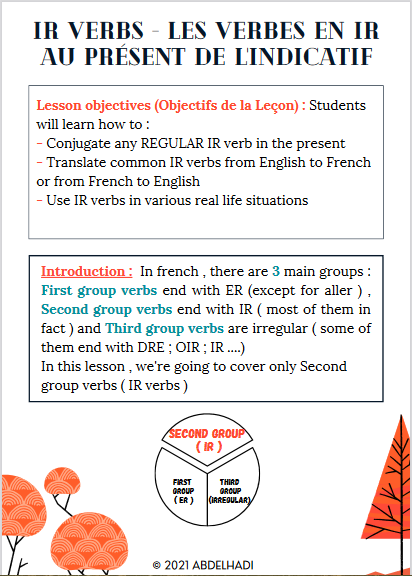 French IR verbs ( Lesson plan, Grammar and Activities ) | Made By Teachers