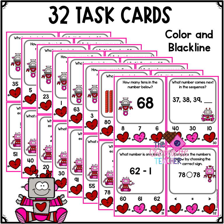 Valentine's Day - Number Sense - 1st Grade Math - Task Cards Worksheets ...