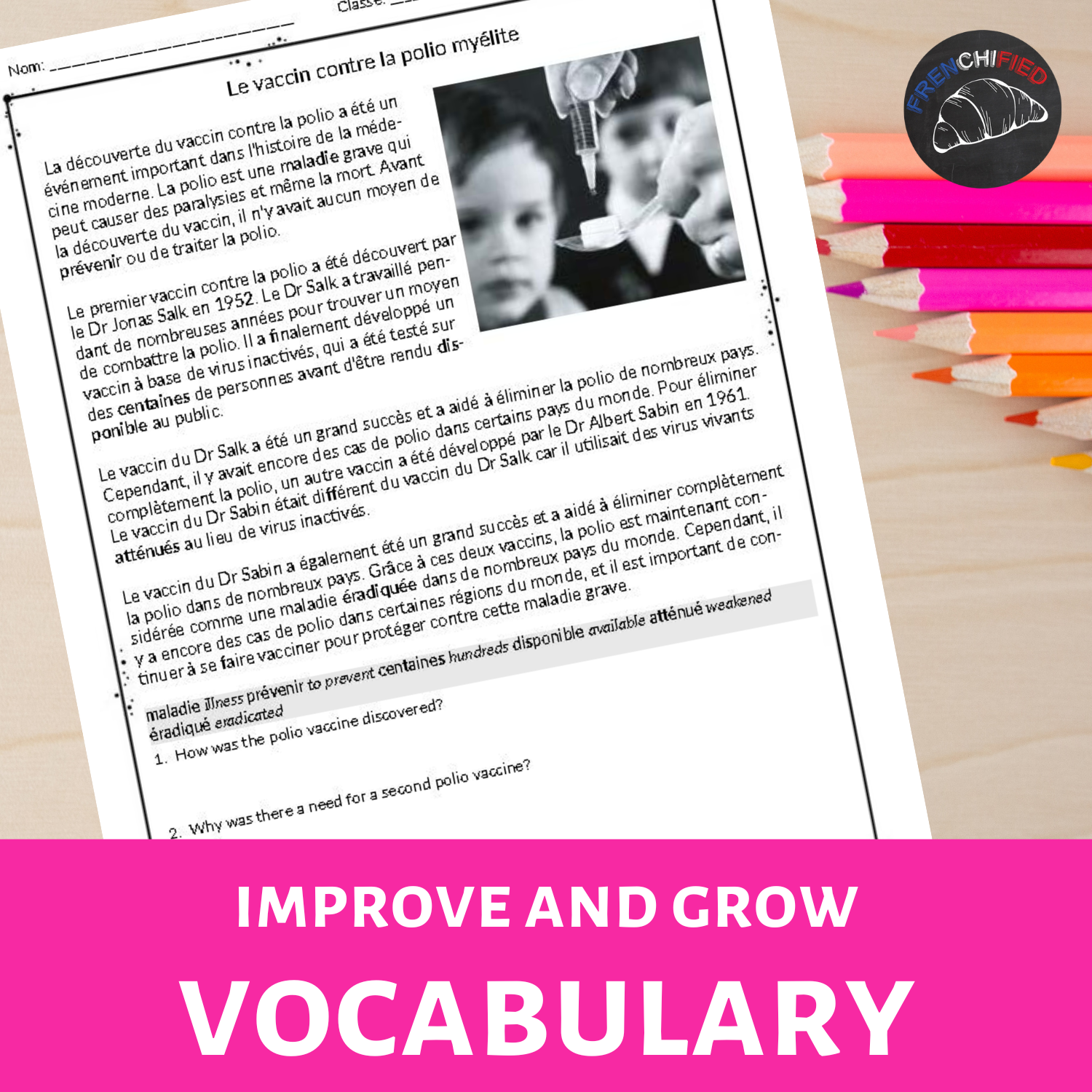 Short French reading passages - Scientific Discoveries | Made By Teachers