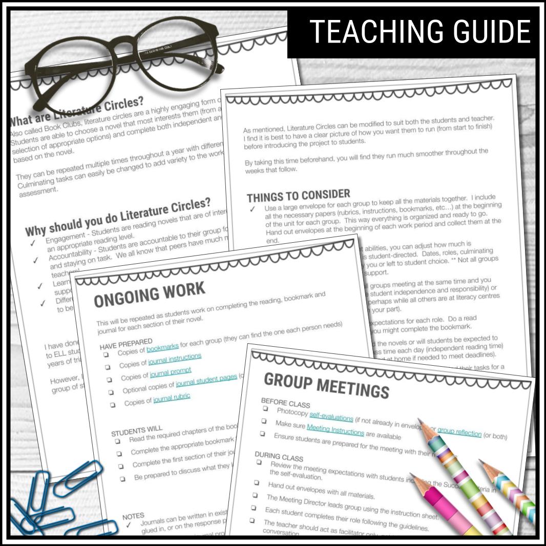 Book Club Activities: READING RESPONSE JOURNALS for Literature Circles ...