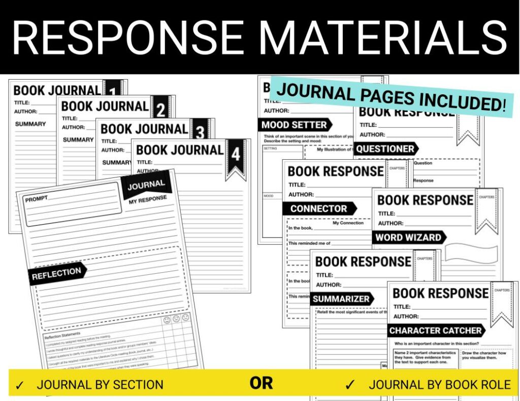 Book Club Activities: READING RESPONSE JOURNALS for Literature Circles ...