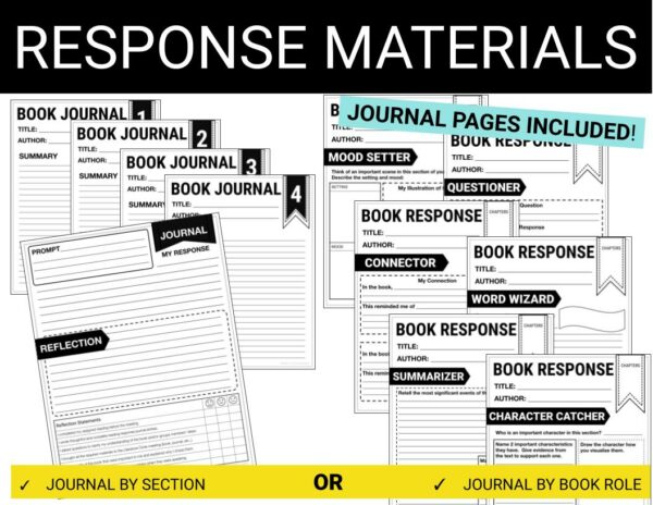 Book Club Activities: READING RESPONSE JOURNALS for Literature Circles ...