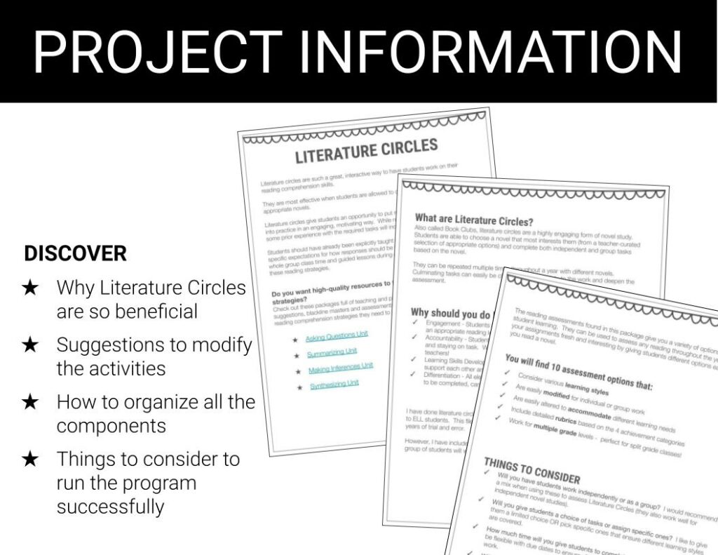 Book Club Projects: Literature Circle ASSESSMENTS and RUBRICS | Made By ...