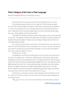 Plato's Allegory of the Cave Free Reading Passage: Philosophy in the ...